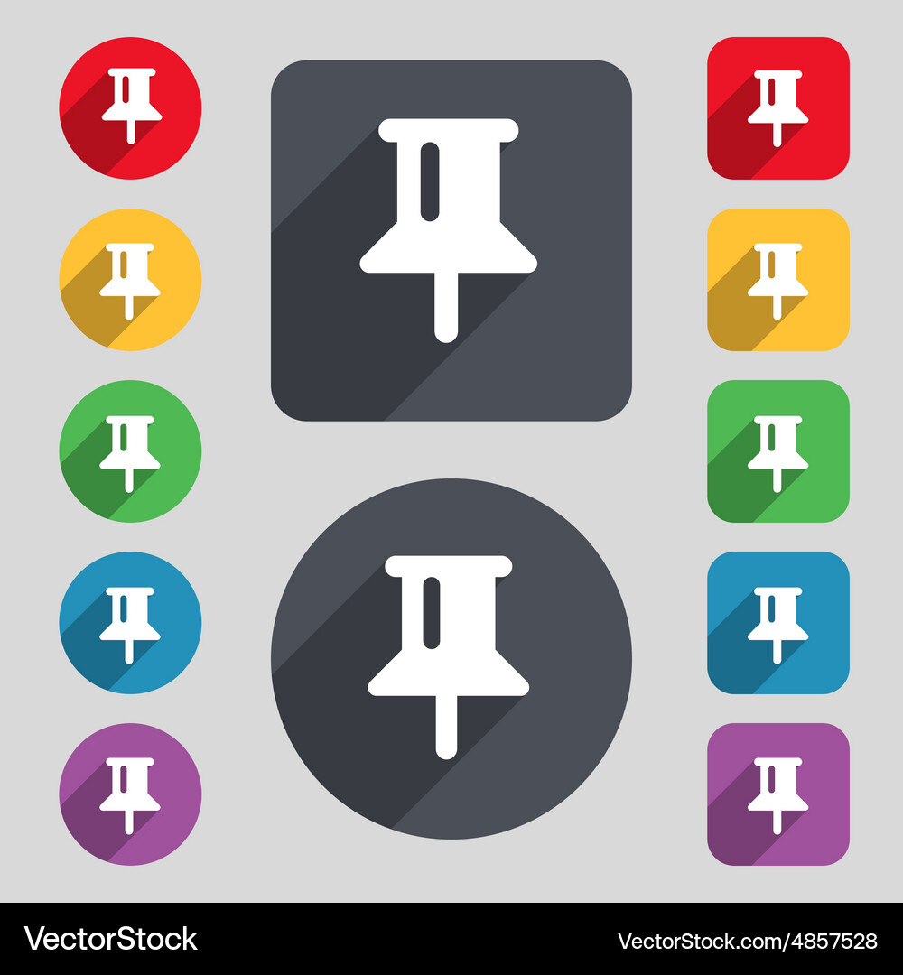 Map pointer gps location icon sign a set of 12 Vector Image