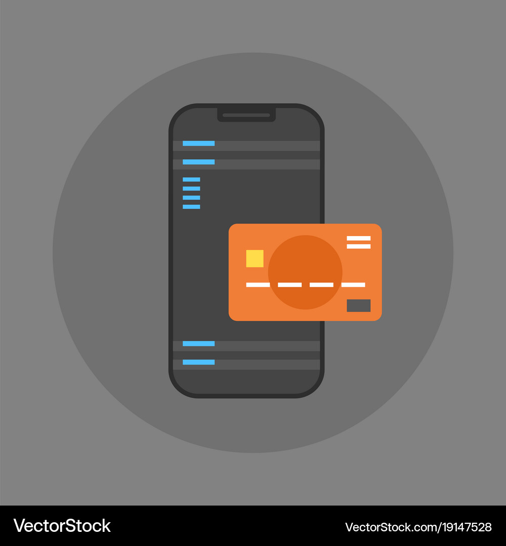 Mobile payment icon cell smart phone and credit Vector Image