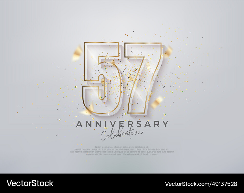 Modern number 57th with unique glass numerals Vector Image