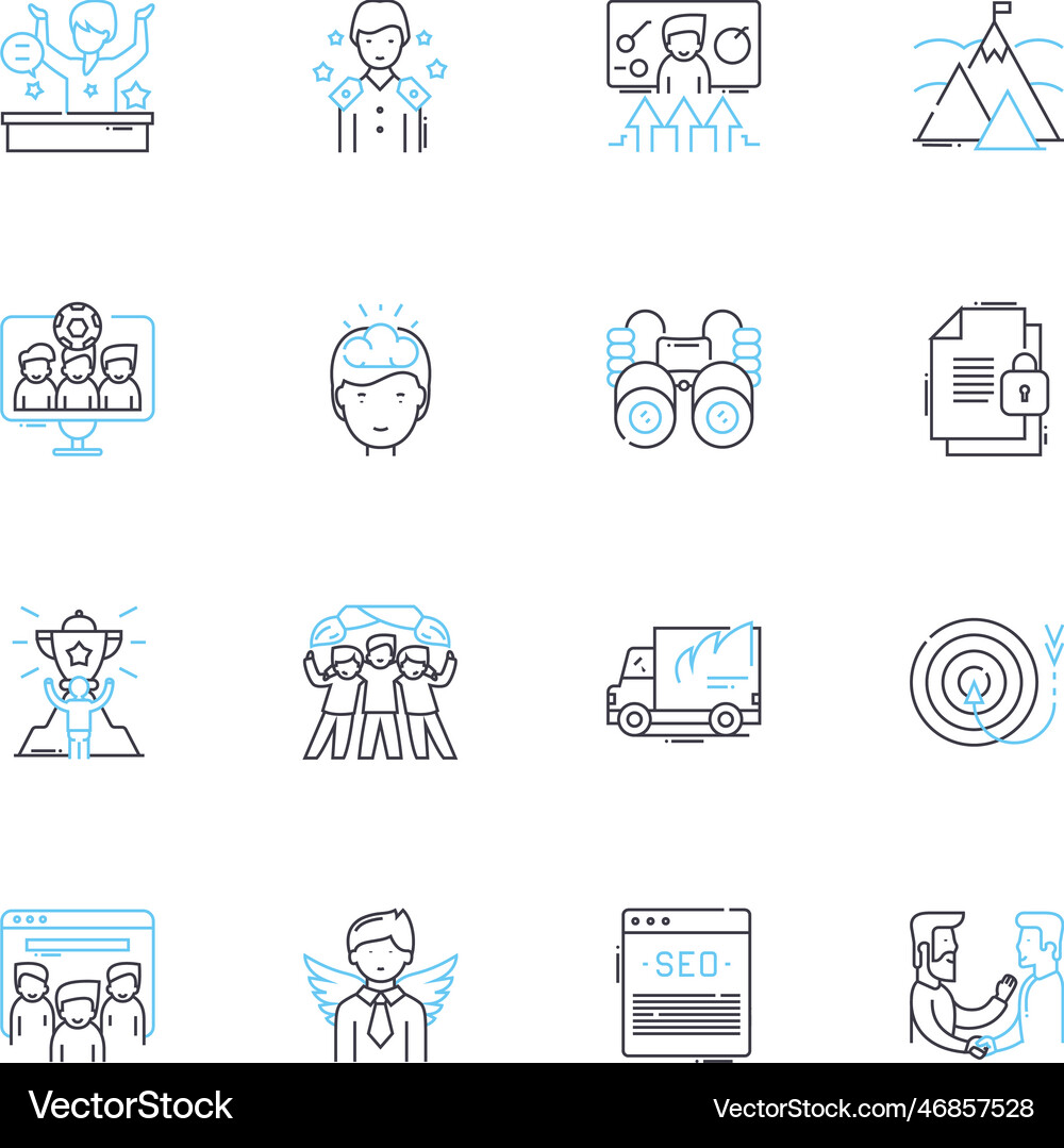 Self-employment linear icons set entrepreneurship Vector Image
