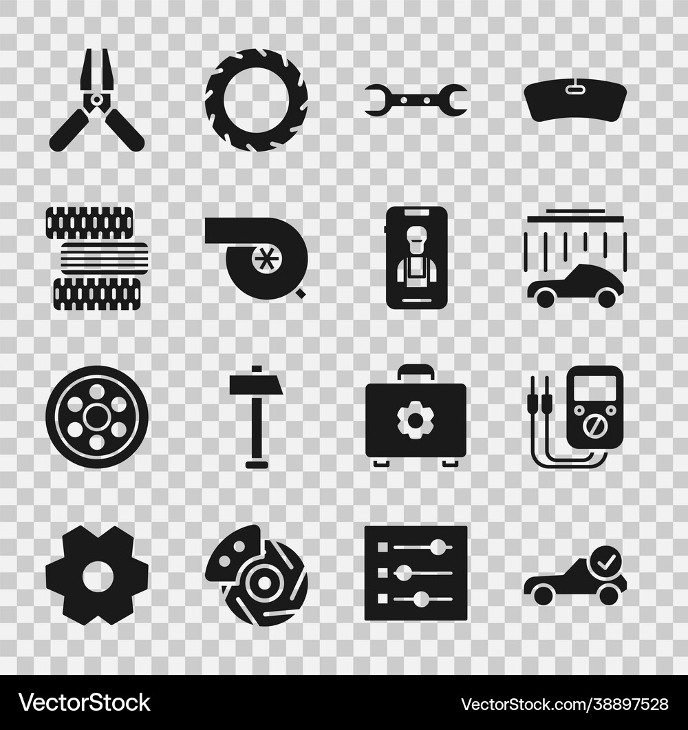 Set auto service check automotive multimeter car Vector Image