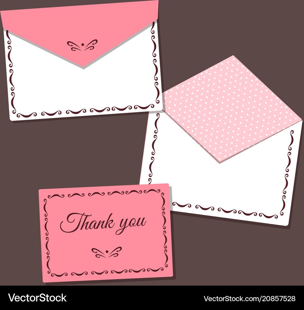 Thank you card and open and closed envelope Vector Image