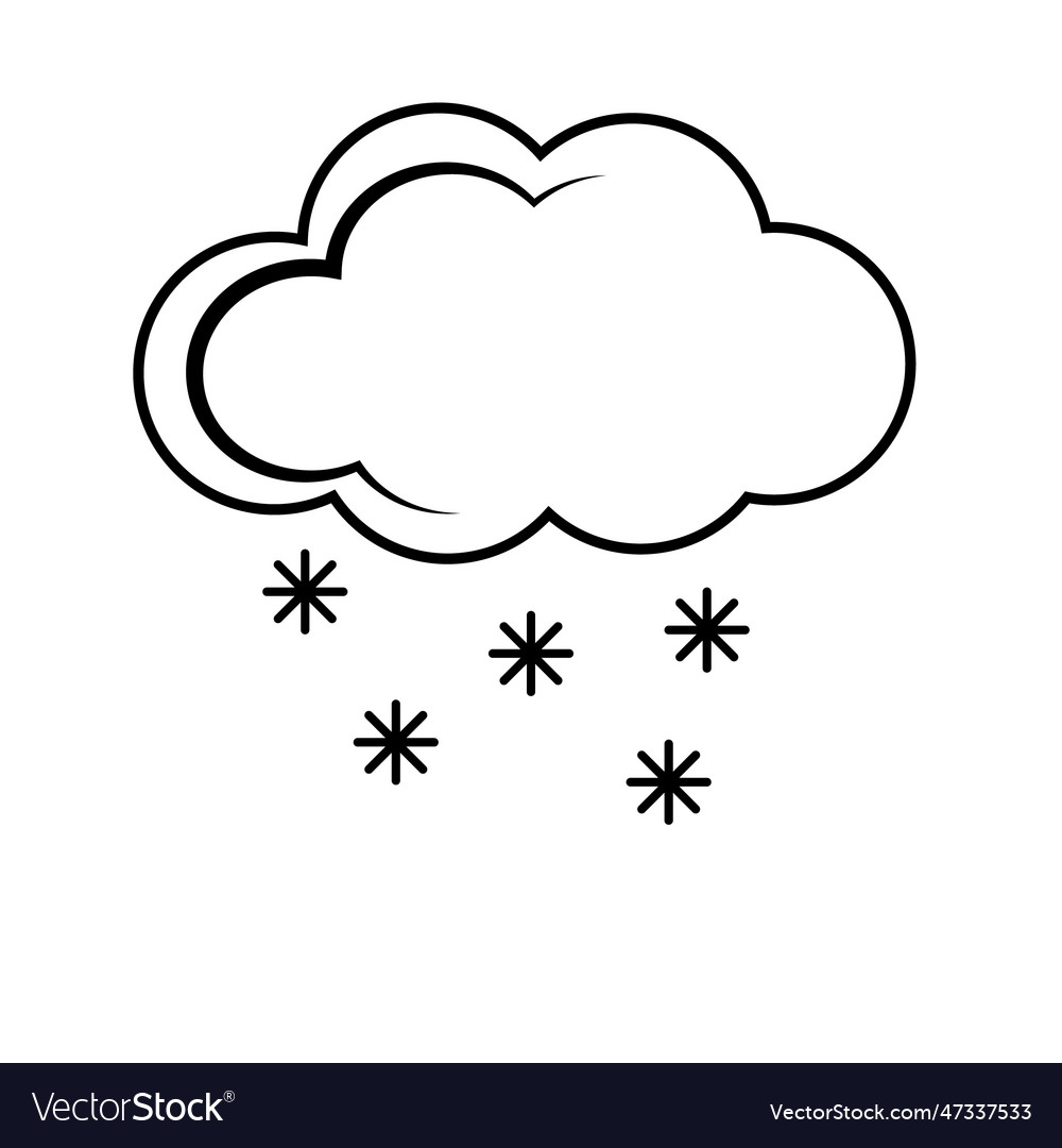 A cloud with snowflakes contour isolated Vector Image