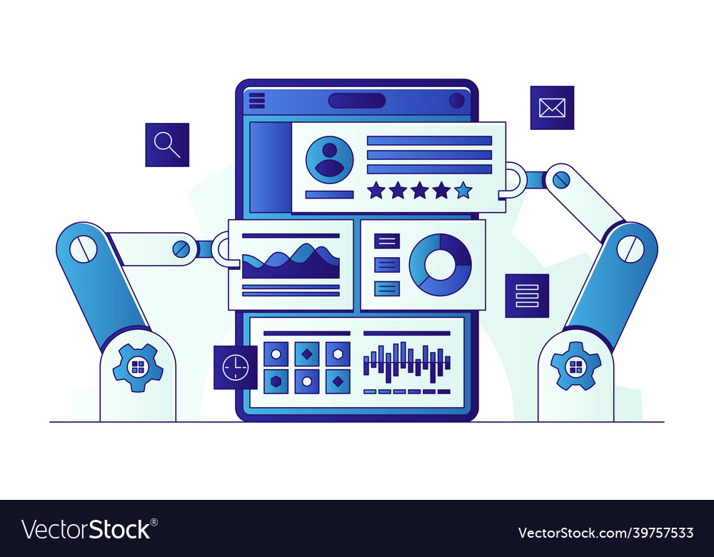 Business process automation flat Royalty Free Vector Image Business process automation flat Royalty Free Vector Image