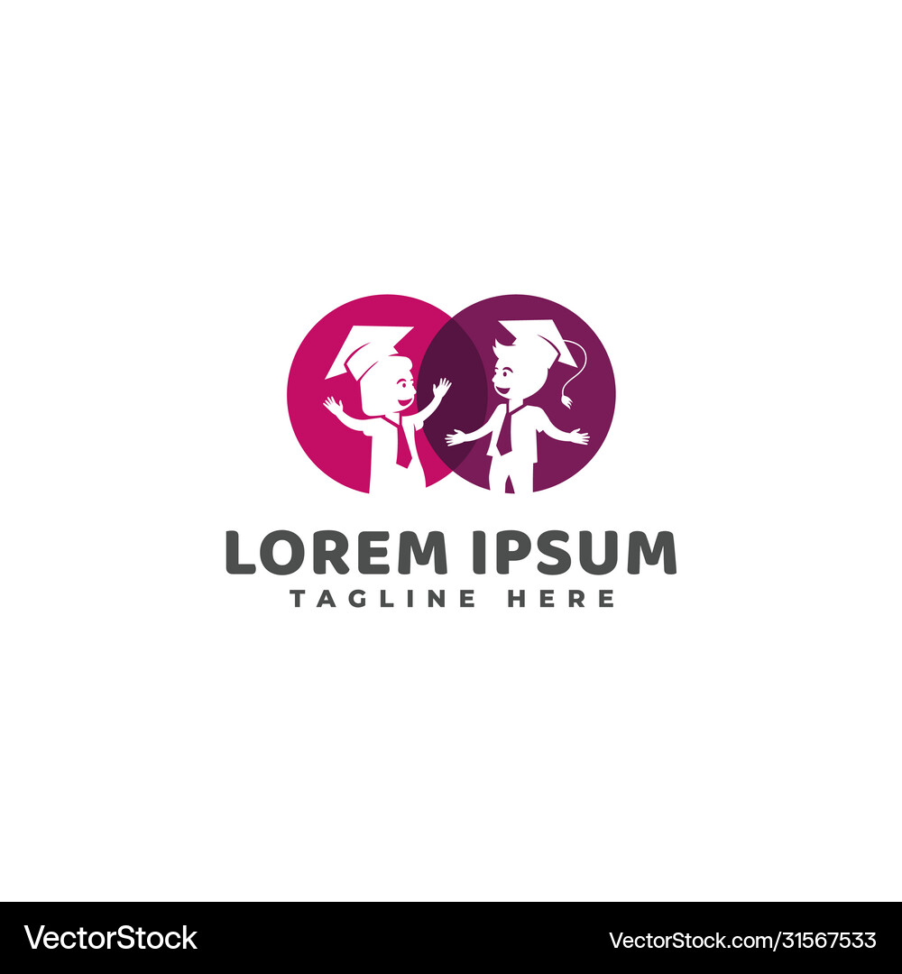 Children education with graduation hat logo Vector Image
