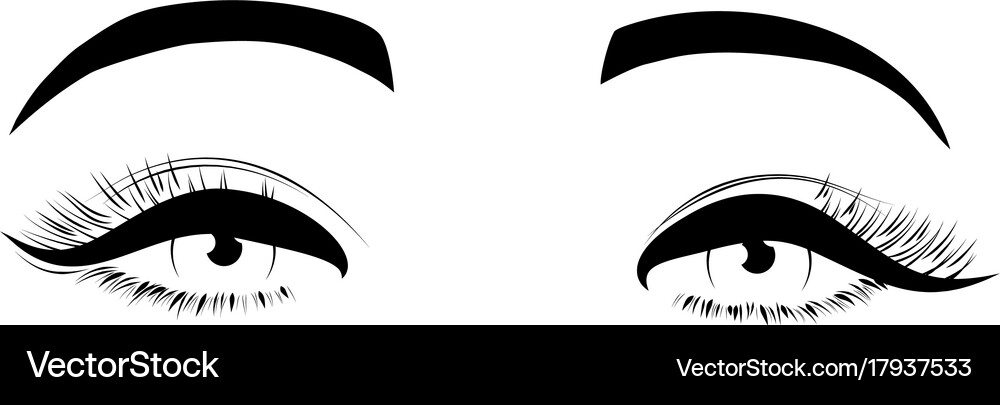 Female eyes drawing long eyelashes Royalty Free Vector Image