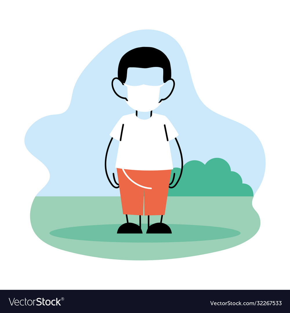 Girld with mask on park Royalty Free Vector Image Girld with mask on park Royalty Free Vector Image