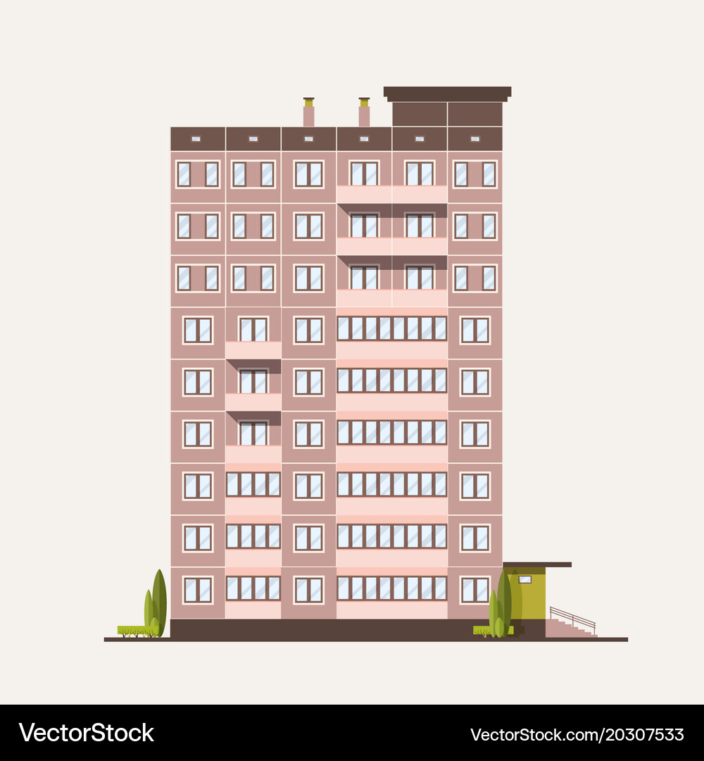 Multistory prefabricated panel building built in Vector Image