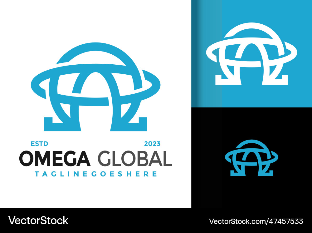Omega global letter a logo icon Royalty Free Vector Image