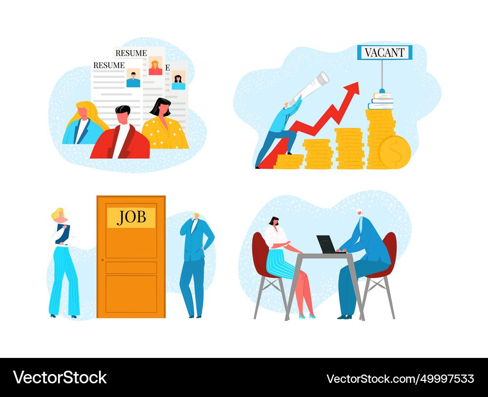 People search for job set Royalty Free Vector Image