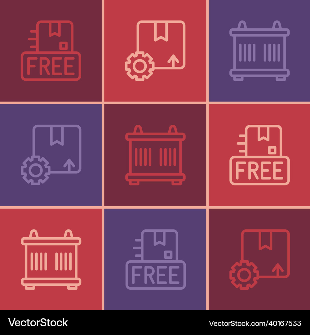 Set line cardboard box with free symbol container Vector Image