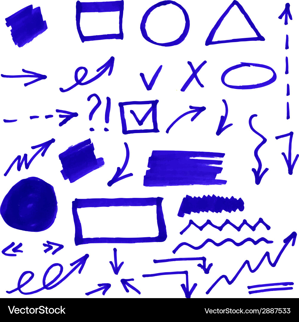 Set of blue abstract hand-painted marker Vector Image