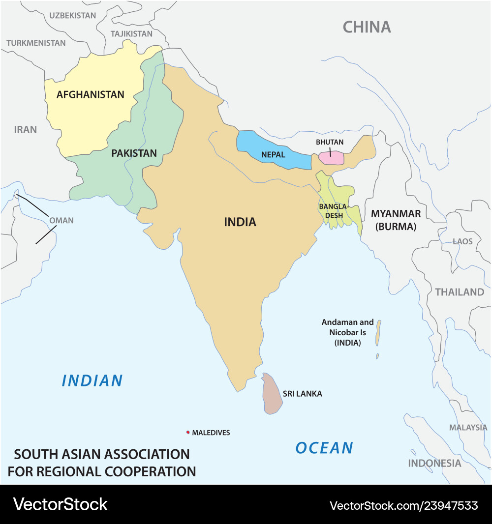 South asian association for regional cooperation Vector Image