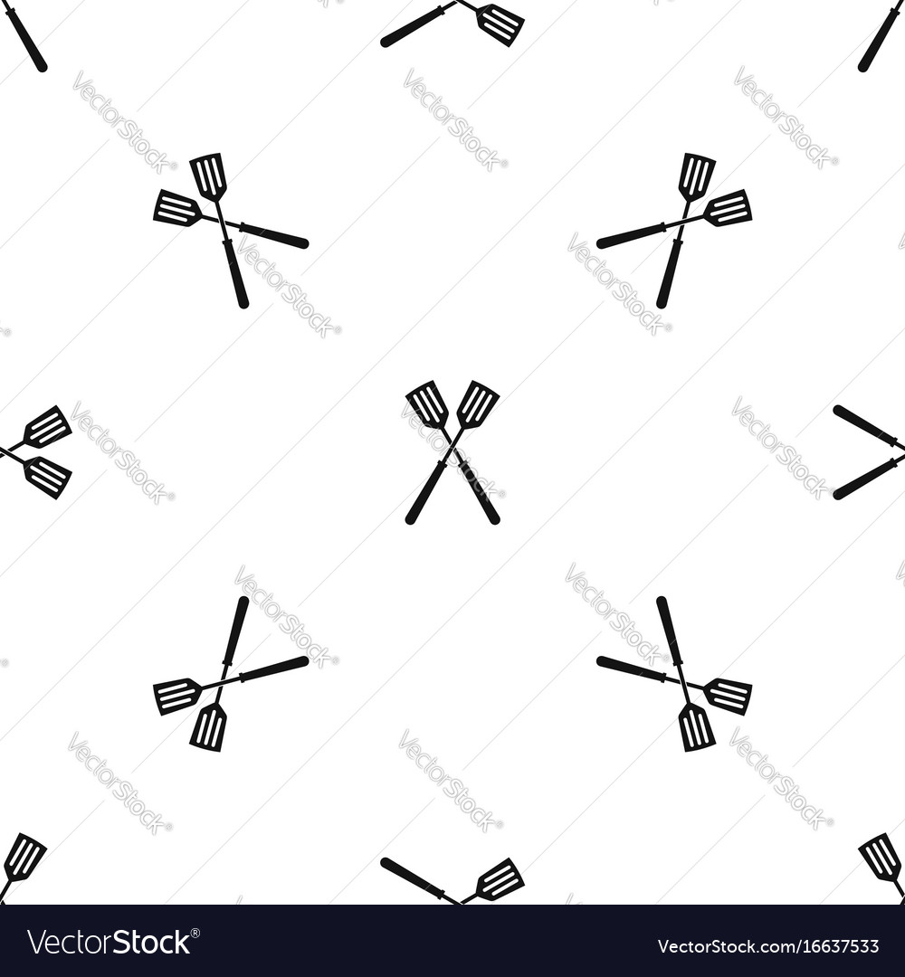 Two metal spatulas pattern seamless black Vector Image