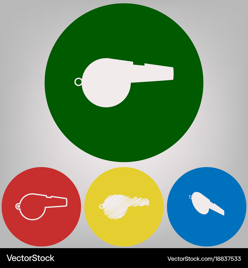 Whistle sign 4 white styles icon at 4 Royalty Free Vector