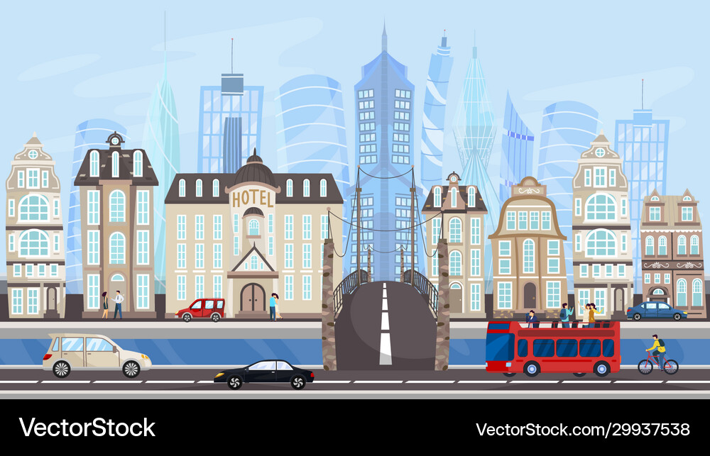 Architecture modern metropolis city buildings Vector Image