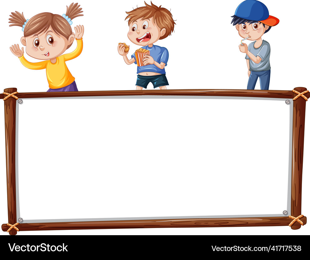 Board template with happy kids Royalty Free Vector Image