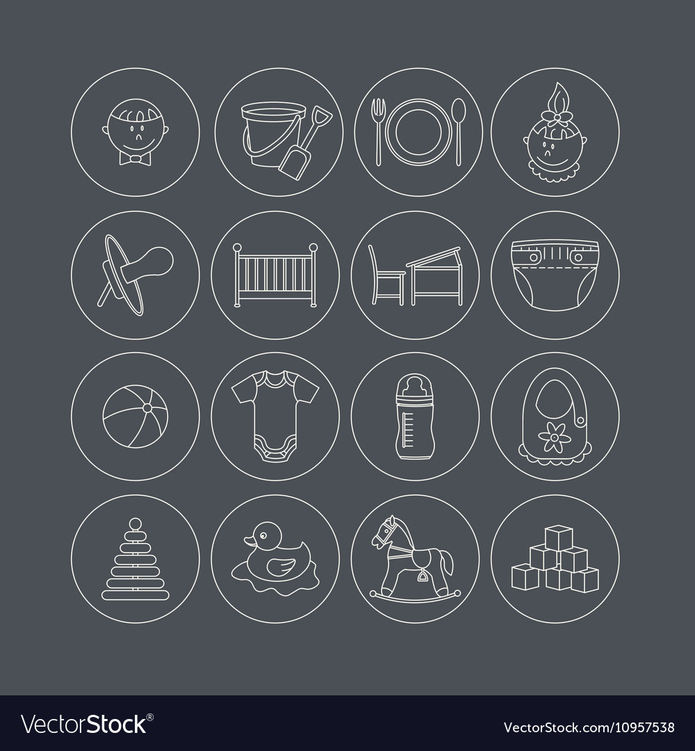 Child and baby care center thin line icons Vector Image Child and baby care center thin line icons Vector Image