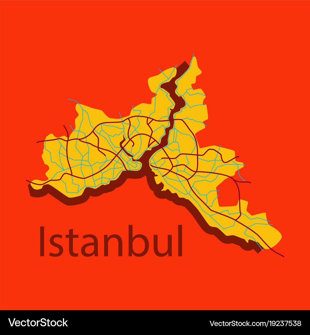 High quality map of istanbul flat with borders Vector Image