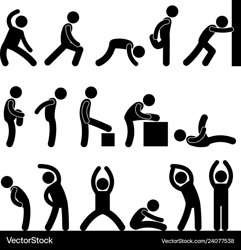 Man athletic exercise stretching symbol pictograph