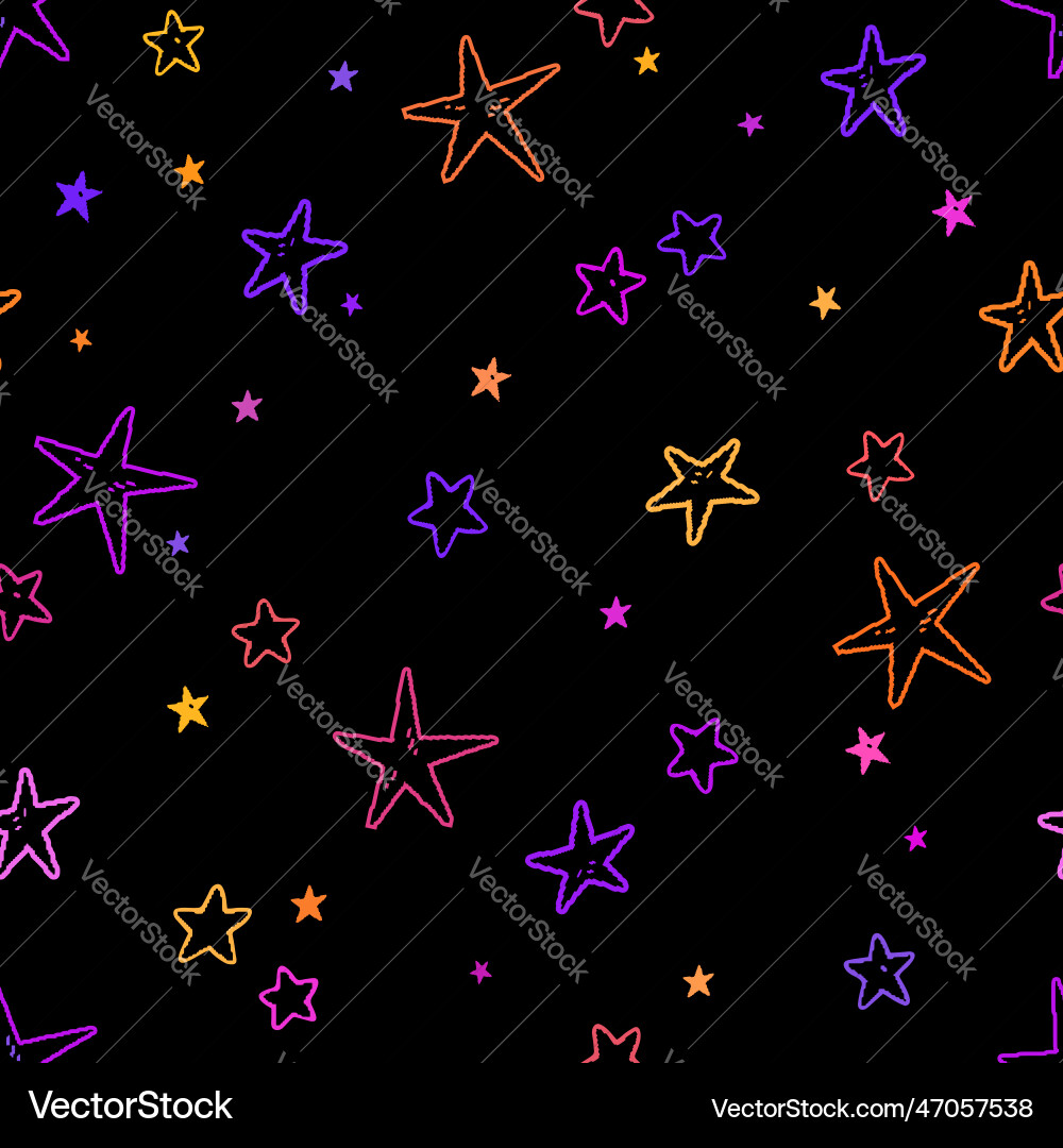 Seamless pattern of bright stars on a black Vector Image