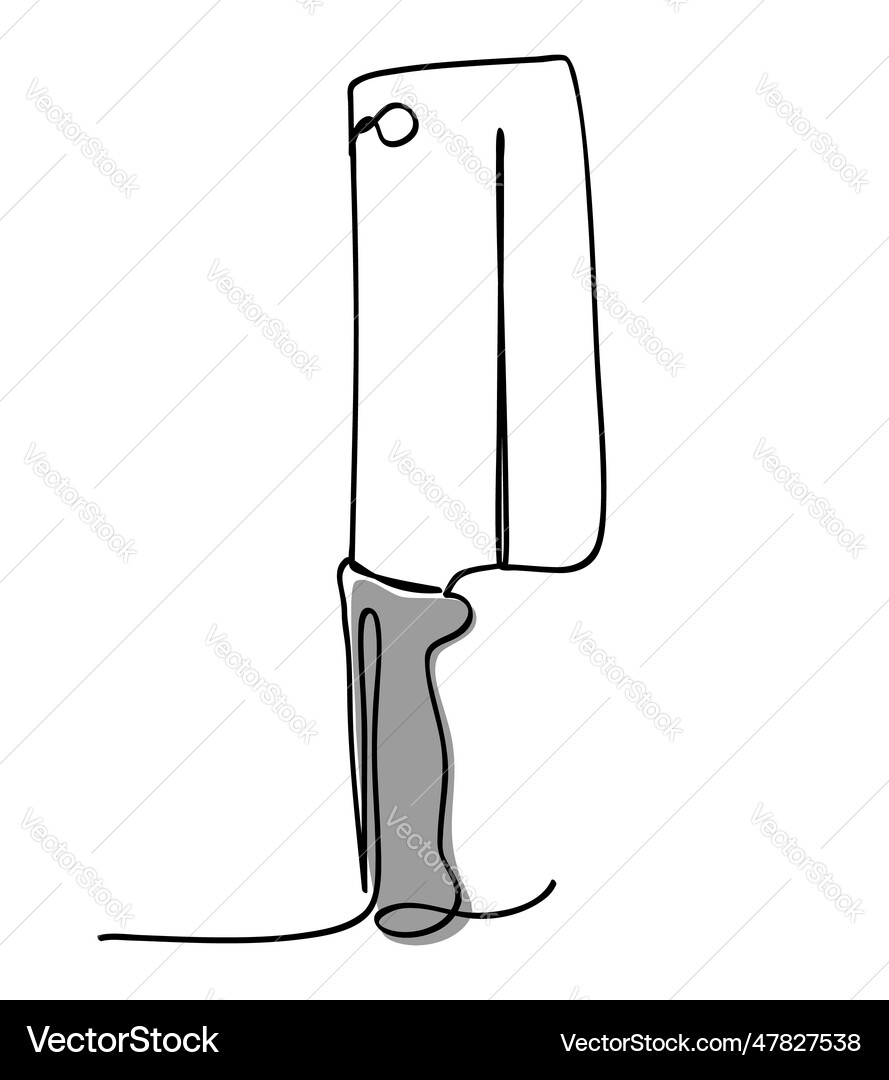 Simple butcher knife line art continuous isolated Vector Image