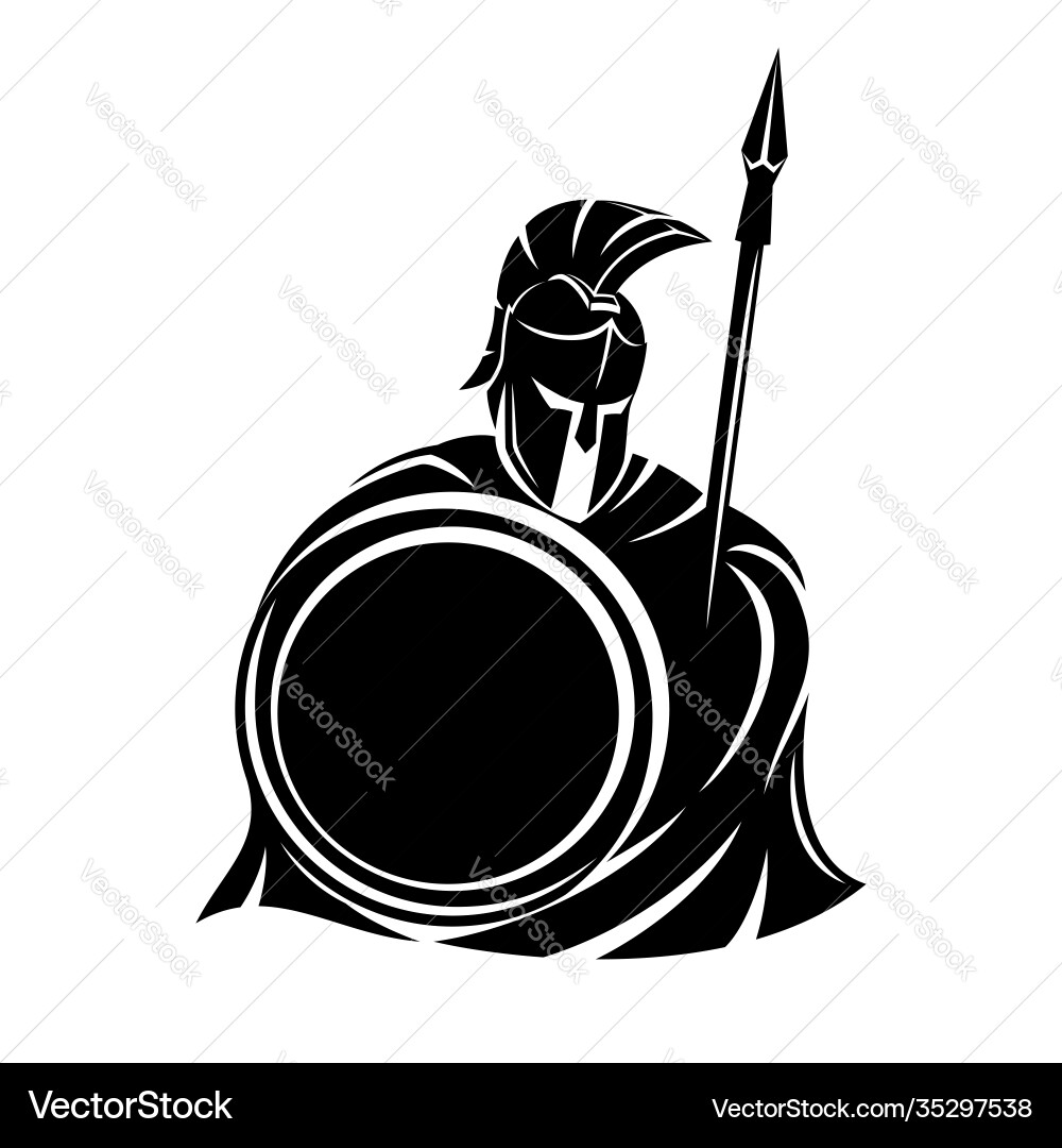 Spartan sign with spear and shield Royalty Free Vector Image