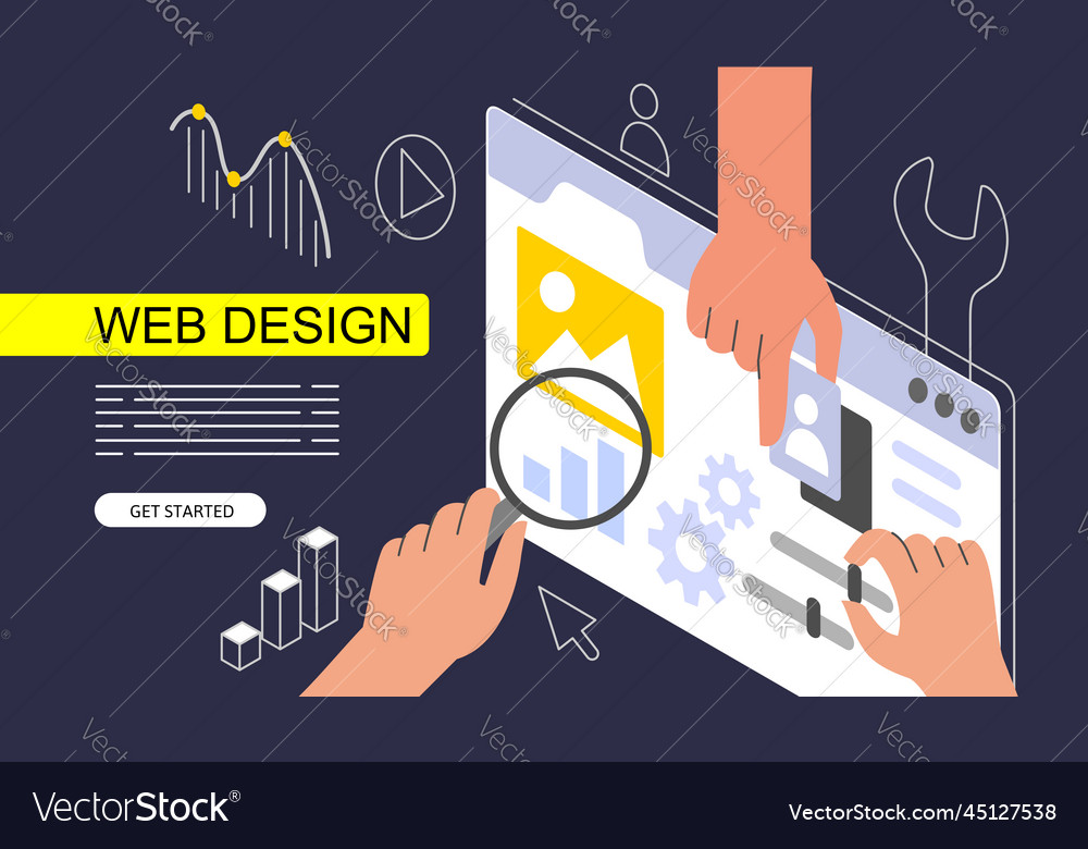 Web page isometric concept use for page Royalty Free Vector
