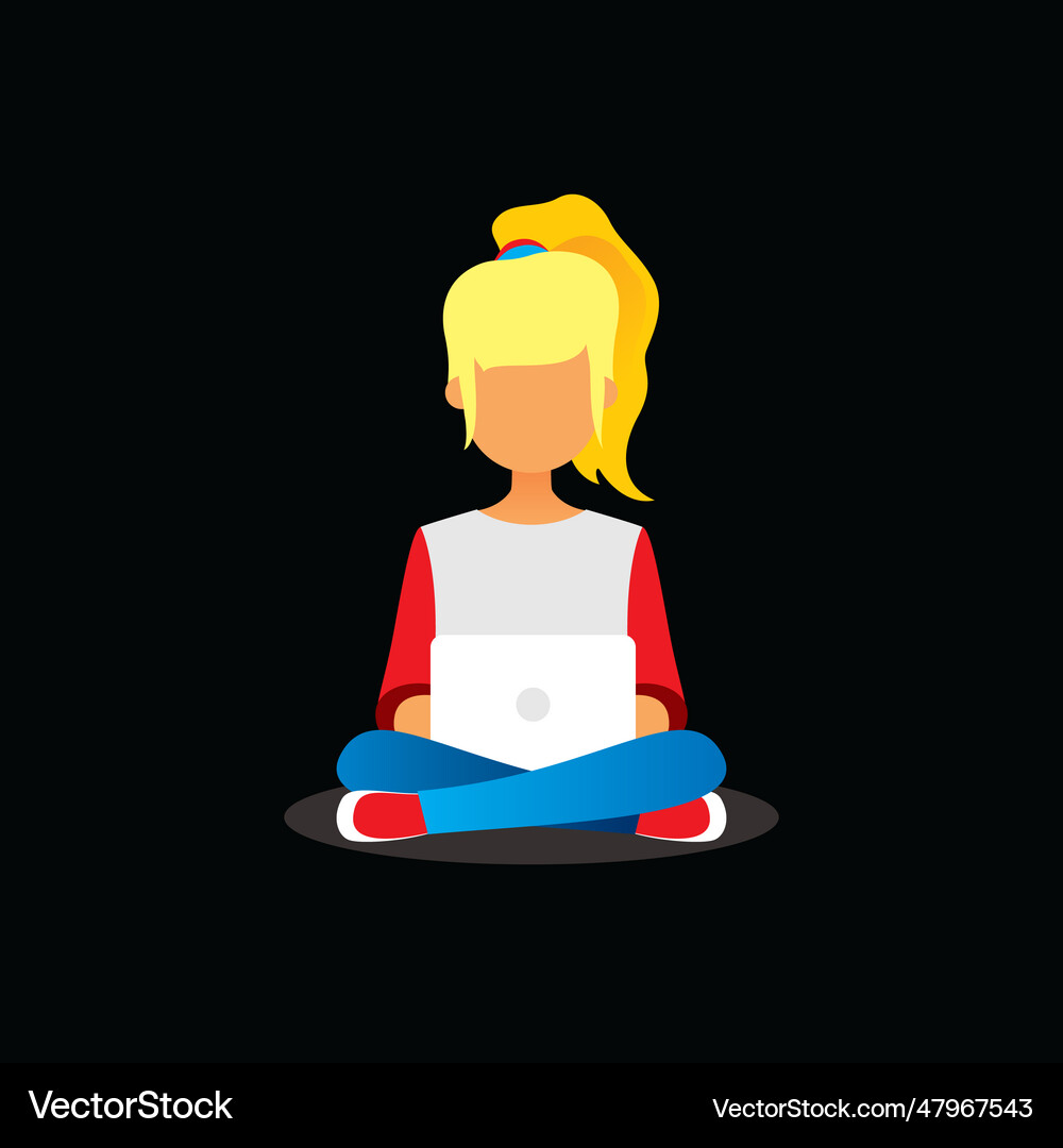A girl with laptop Royalty Free Vector Image - VectorStock