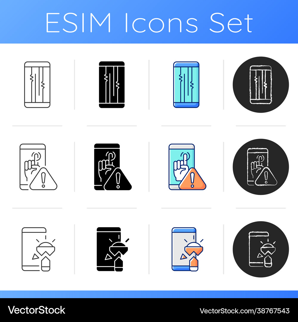Cellphone recovery related icons set Royalty Free Vector