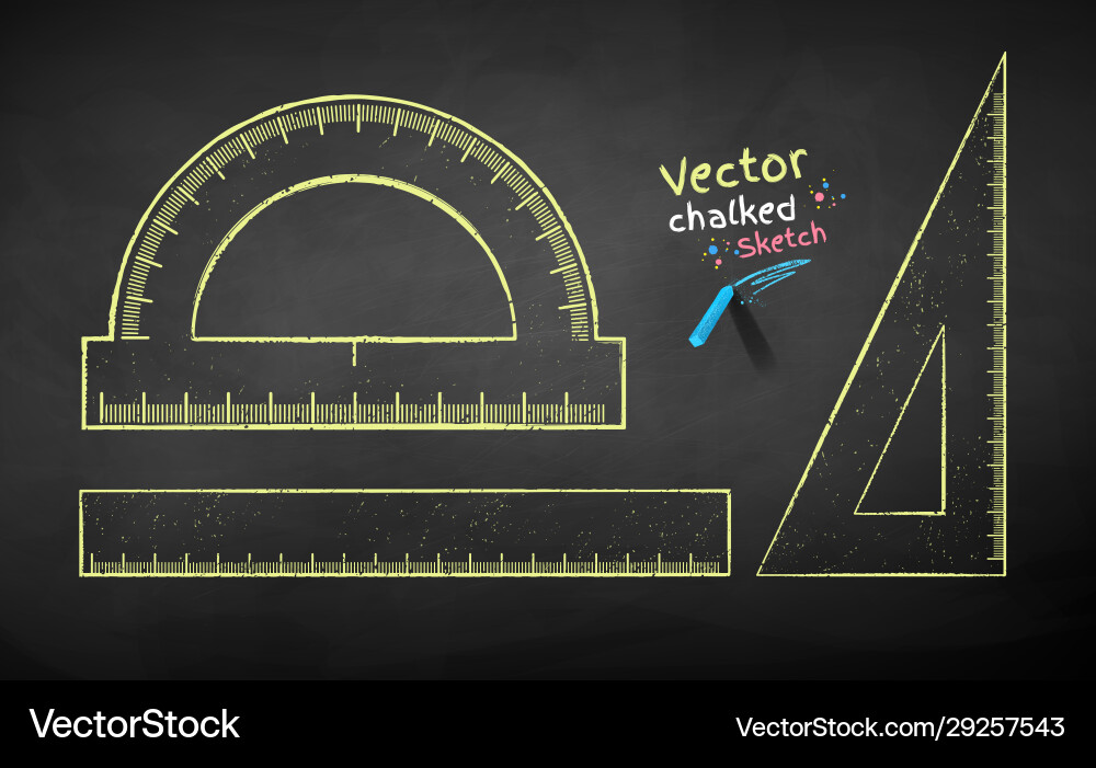 Chalk drawn collection rulers Royalty Free Vector Image