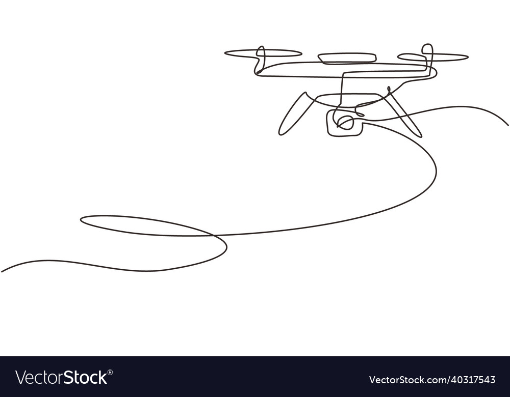 Continuous one line drawing remote control air Vector Image