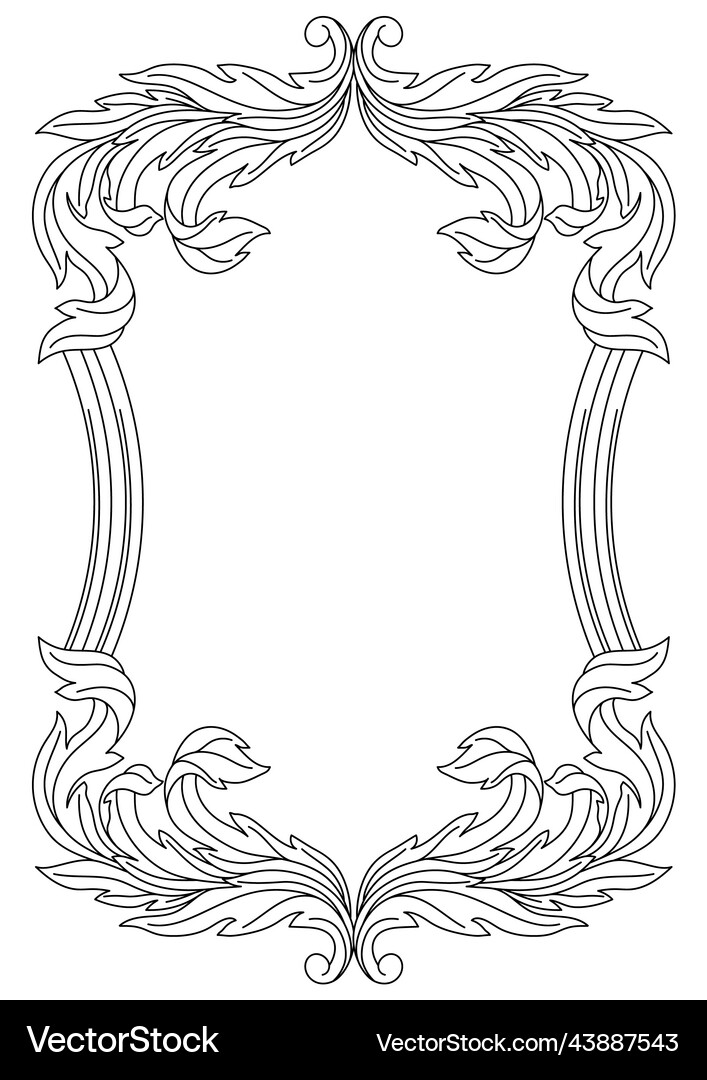 Decorative floral frame in baroque style engraved Vector Image