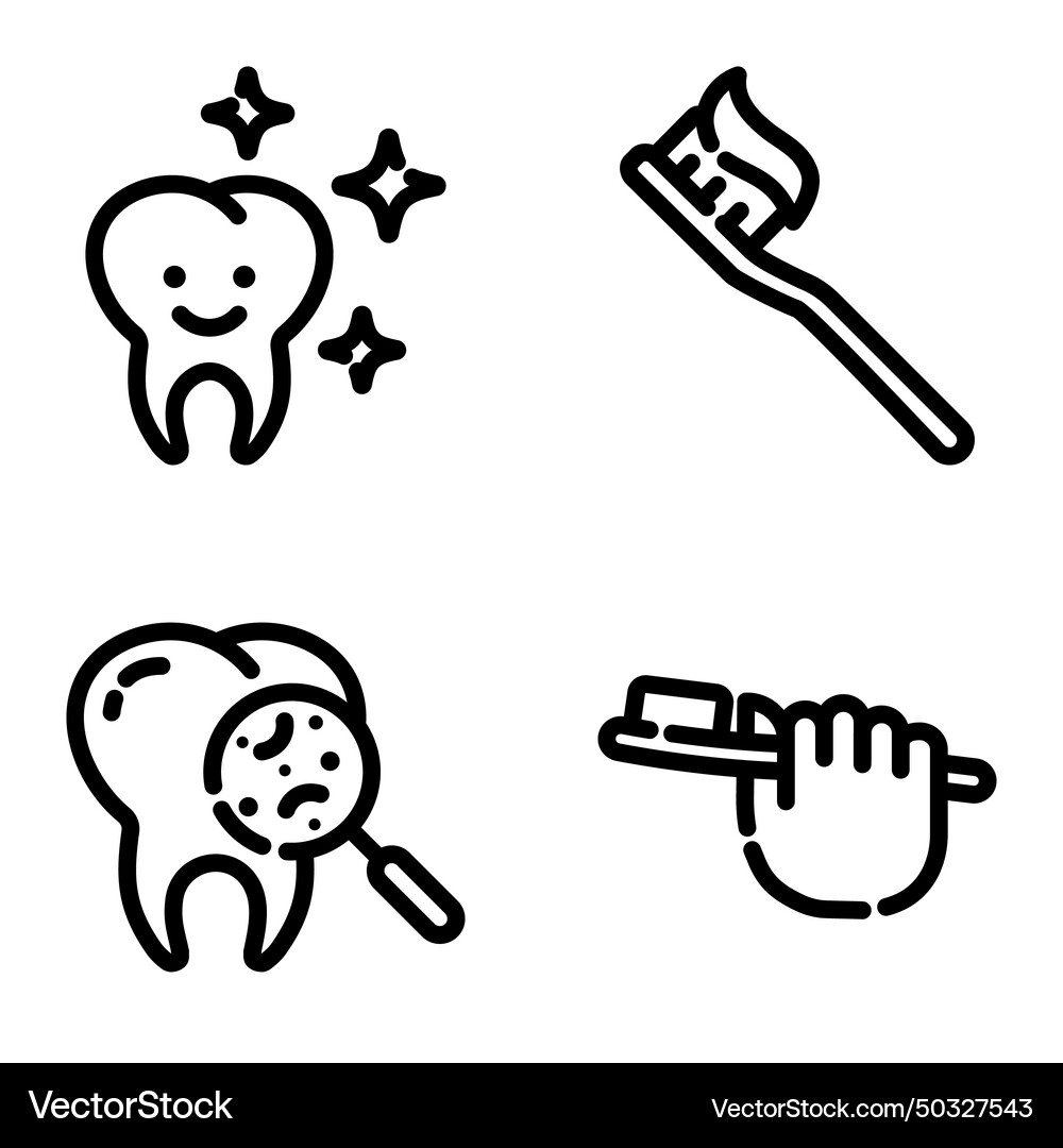 Dental flat icon set isolated on white background Vector Image