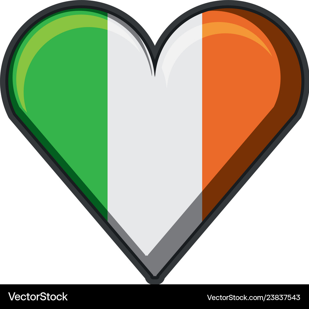 Flag irish in shape heart isolated icon Royalty Free Vector