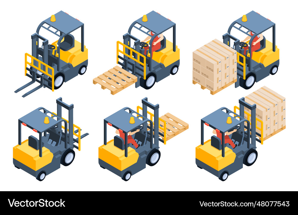 Forklift truck storage equipment racks Royalty Free Vector
