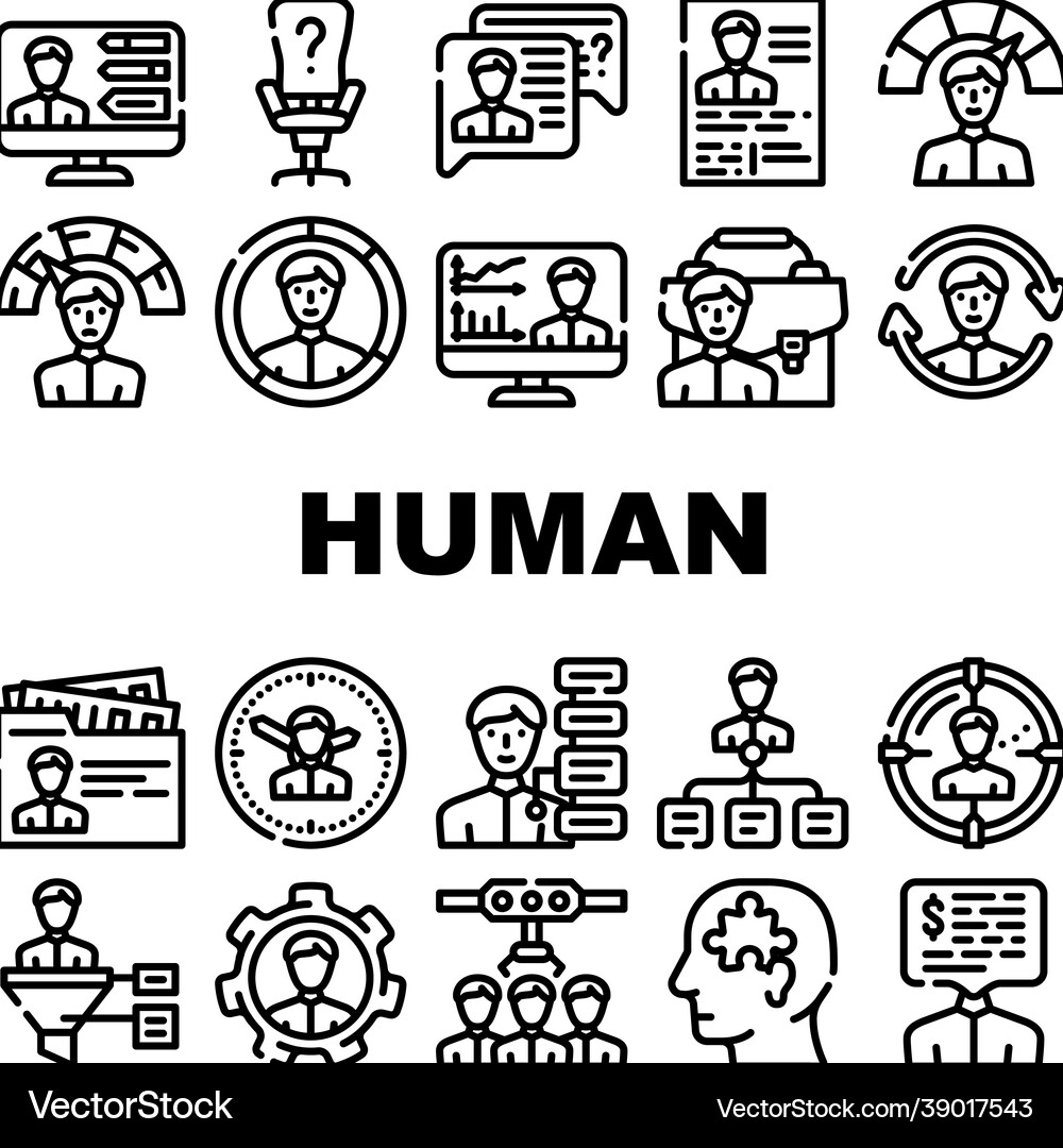 Human resources hr department icons set Royalty Free Vector