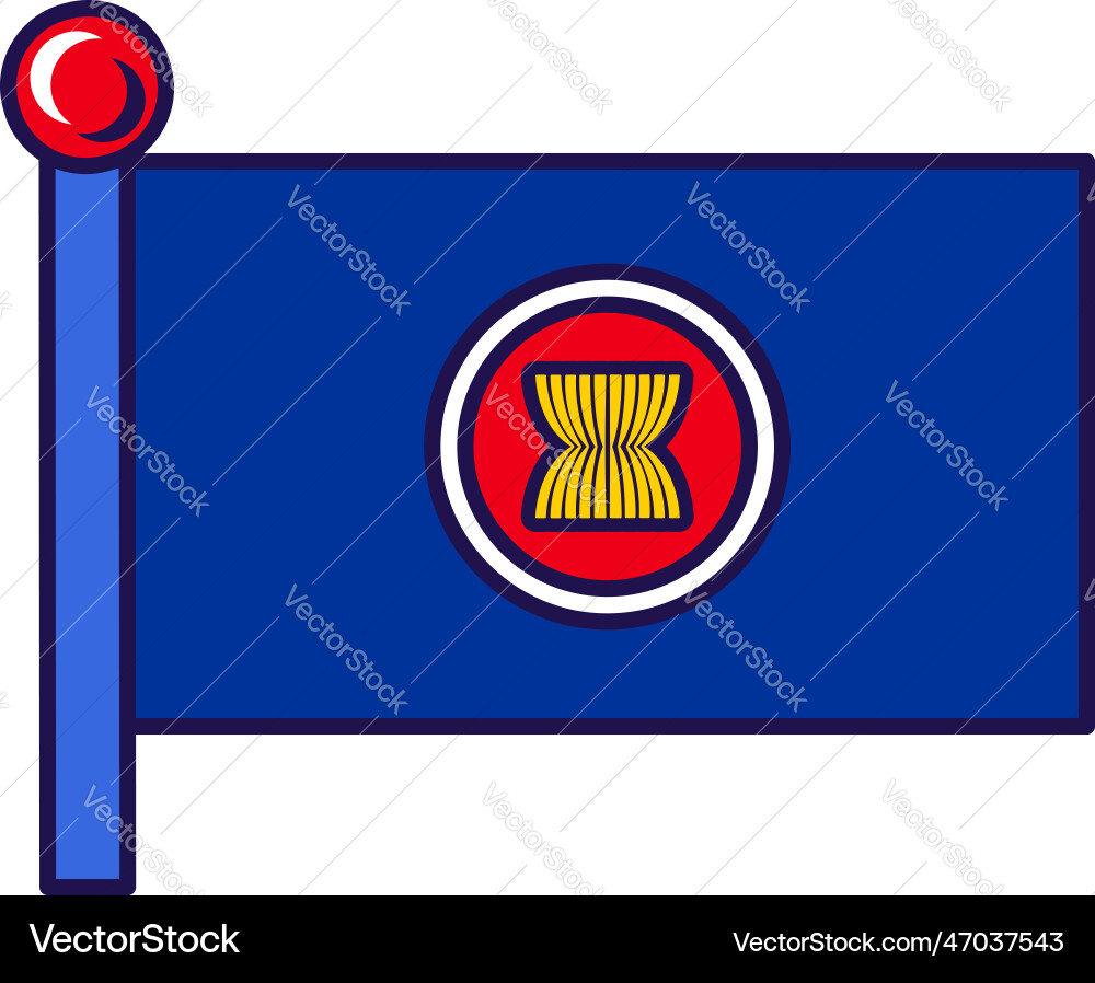 Outline flag asean flagpole banner Royalty Free Vector Image