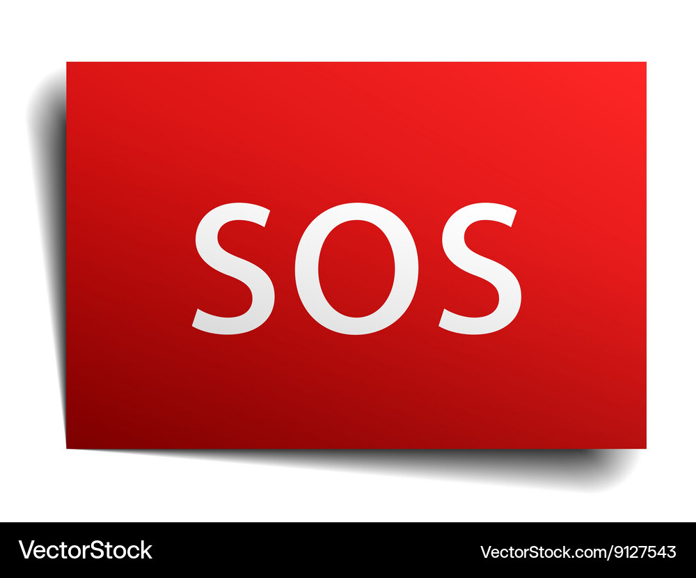 Sos red paper sign isolated on white Royalty Free Vector