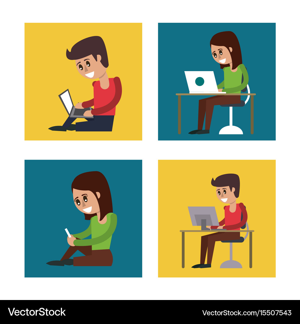 White background with colorful squares man Vector Image