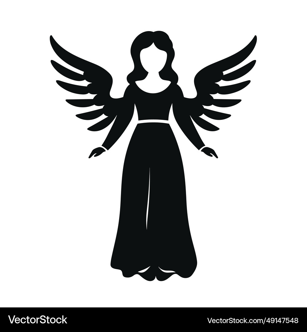 Angel black icon on white background angel Vector Image