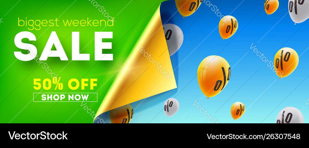 Biggest weekend sale creative banner with curved Vector Image
