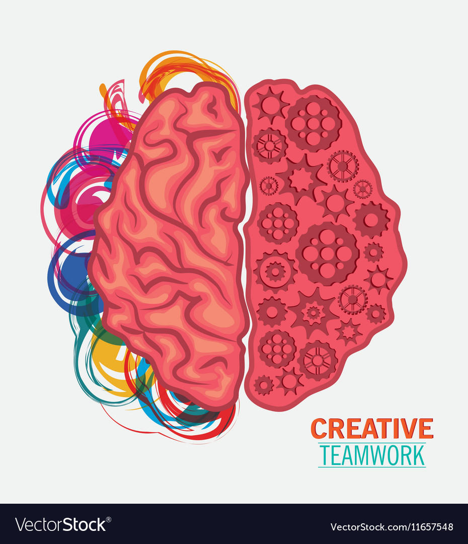 Brain of creative teamwork concept Royalty Free Vector Image