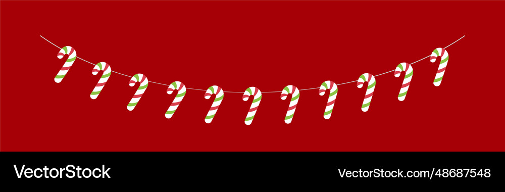 Candy cane garland christmas graphics festive Vector Image
