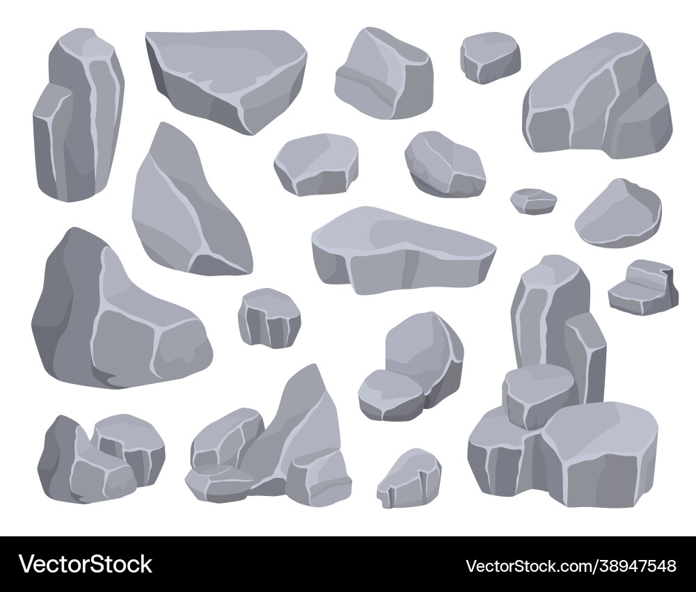 Cartoon rock stones gray mountain cliffs Vector Image