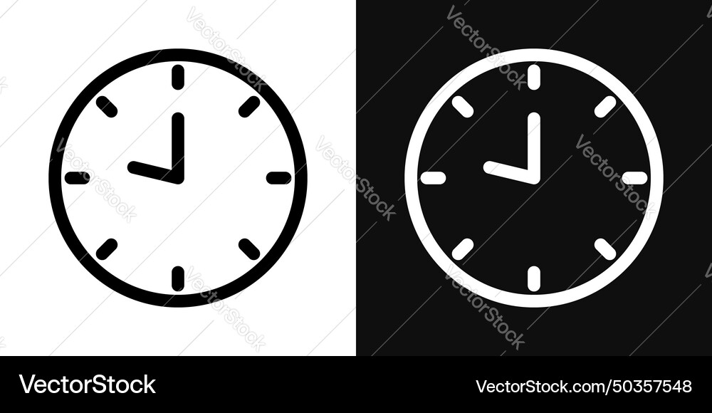 Clock icon set time hour wall symbol in a black Vector Image