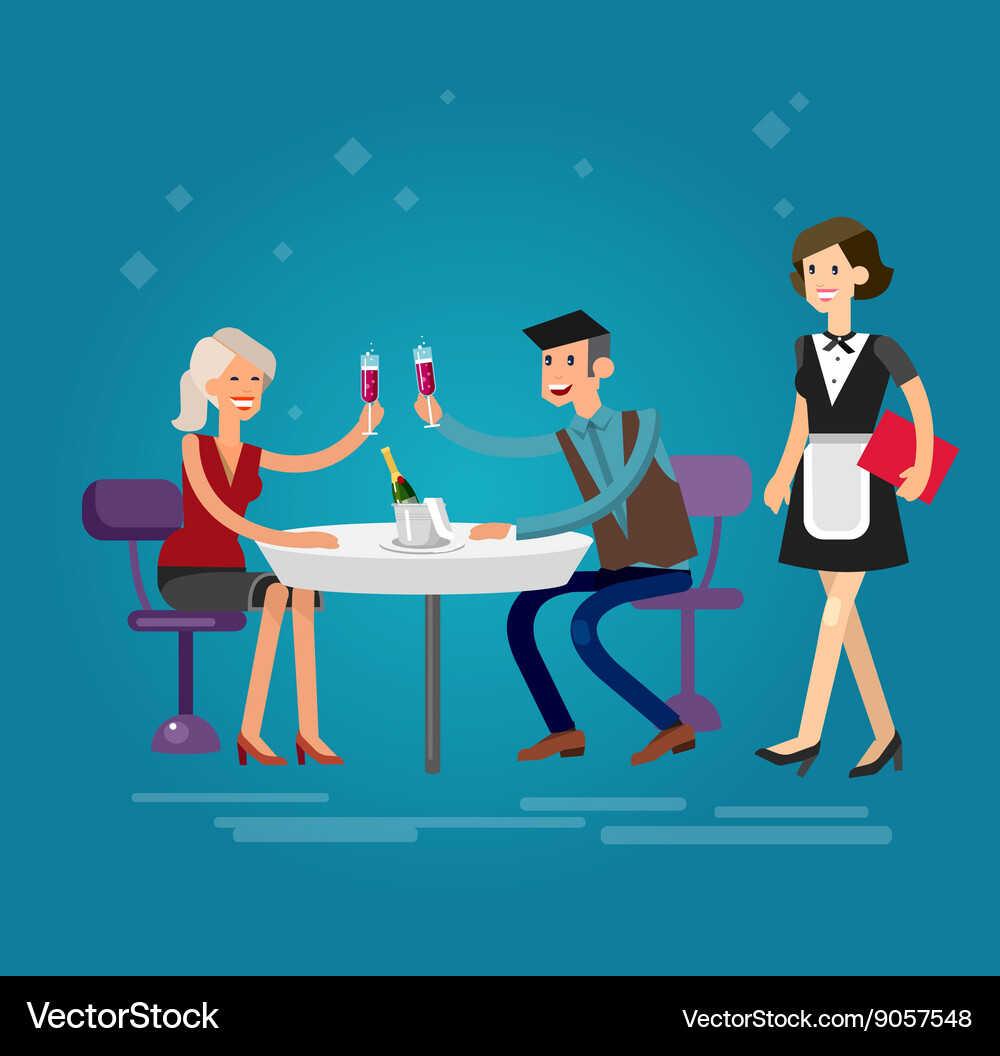 Detailed character people in restaurant Royalty Free Vector
