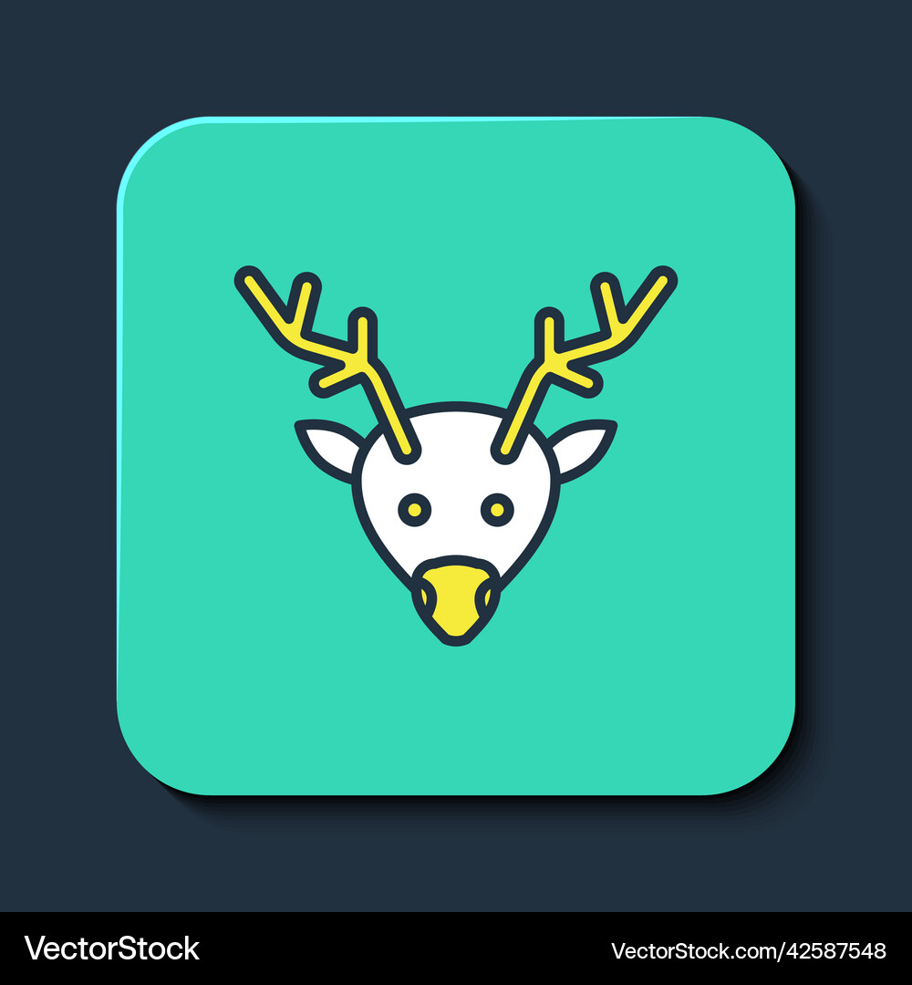 Filled outline reindeer icon isolated on blue Vector Image