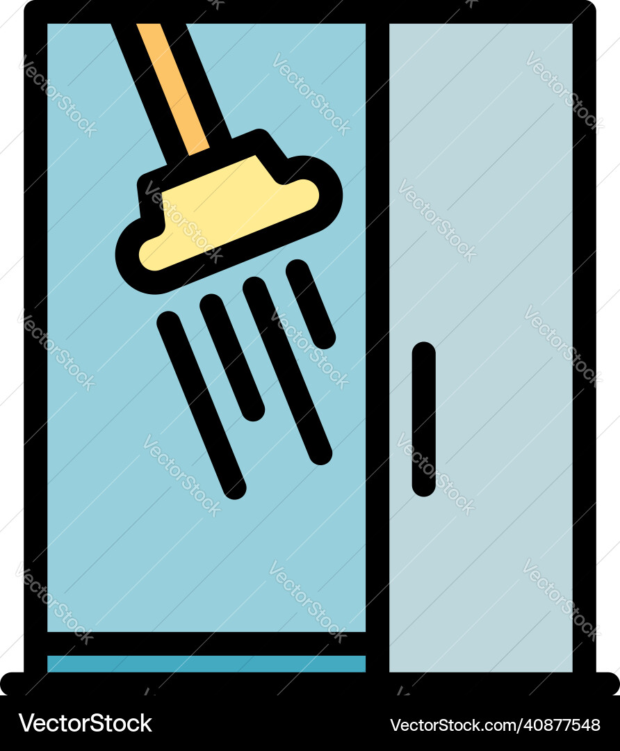 Home shower stall icon color outline Royalty Free Vector