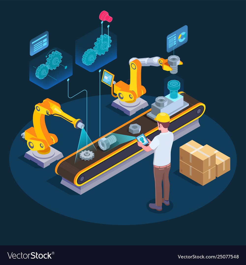 Industrial augmented reality isometric Royalty Free Vector Industrial augmented reality isometric Royalty Free Vector
